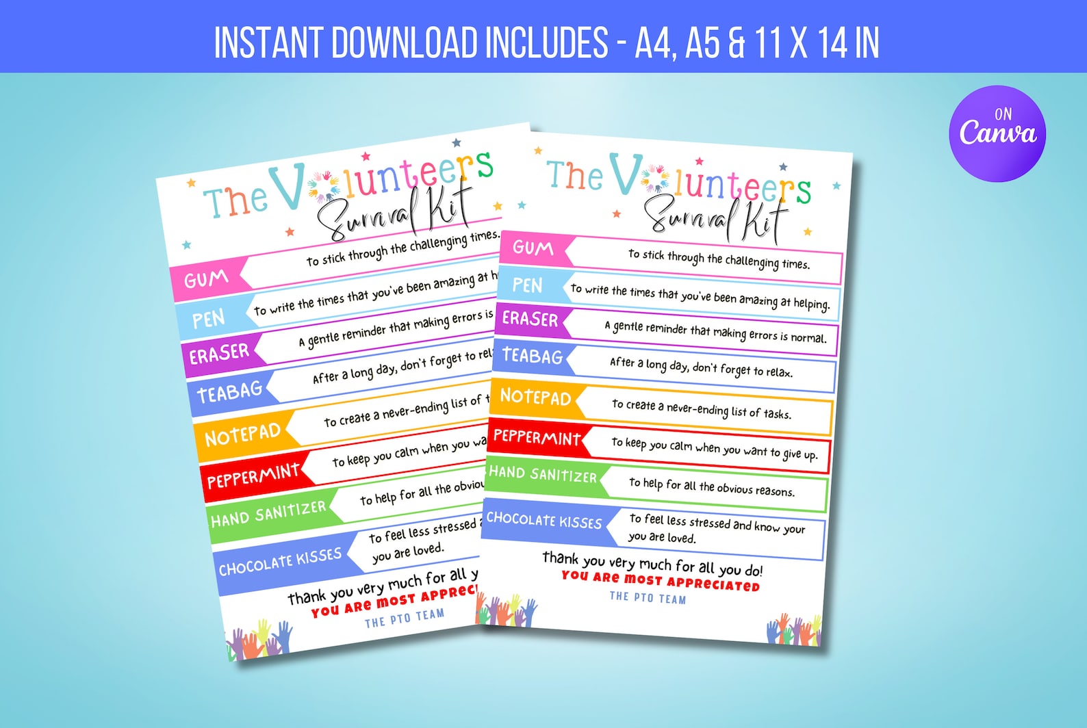 EDITABLE Volunteer Survival Kit Template, Volunteer Thank You Gift ...
