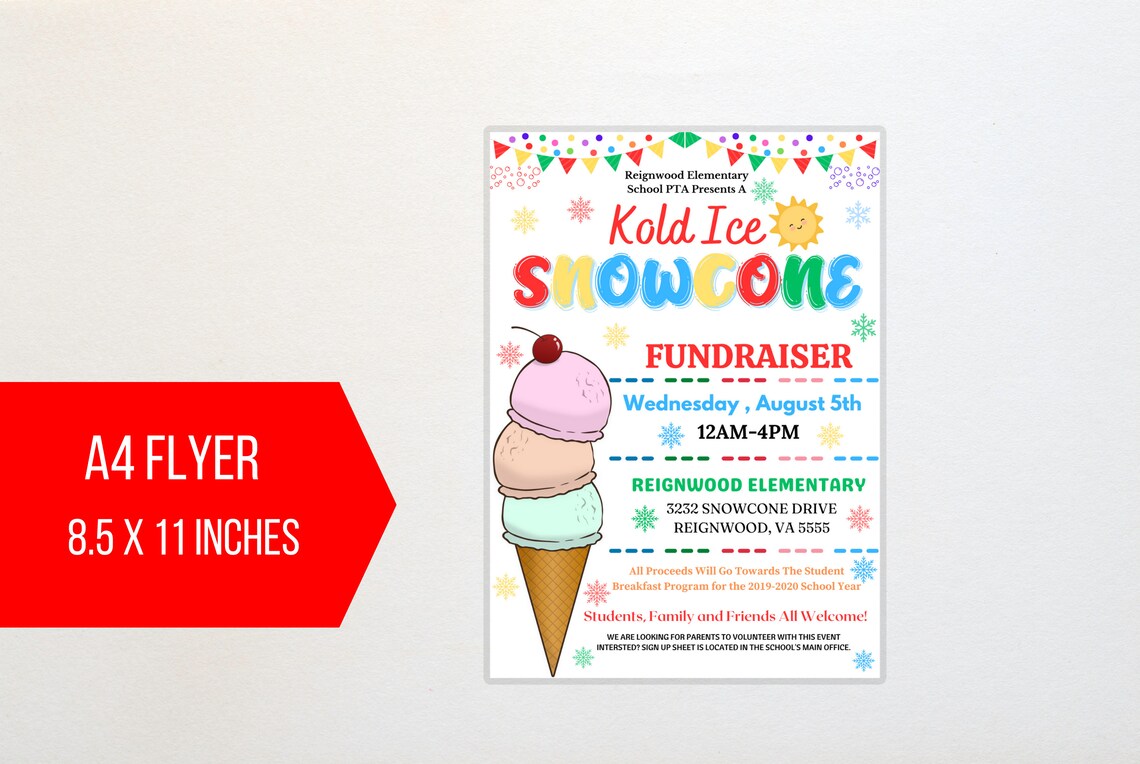 Snowcone Fundraiser Flyer, Editable Appreciation Week, Ice Cream Party ...