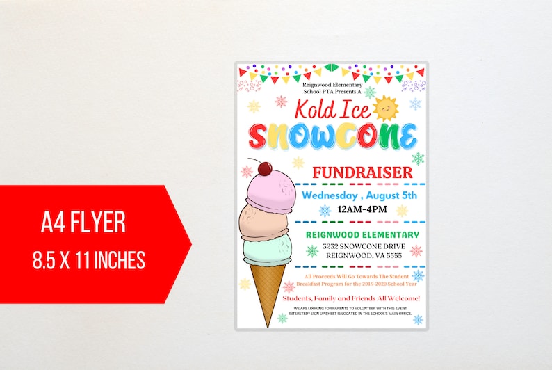 Snowcone Fundraiser Flyer, Editable Appreciation Week, Ice Cream Party ...
