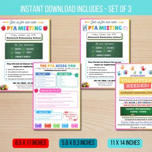EDITABLE PTA Meeting Package Flyer, School Information Meeting Flyer ...
