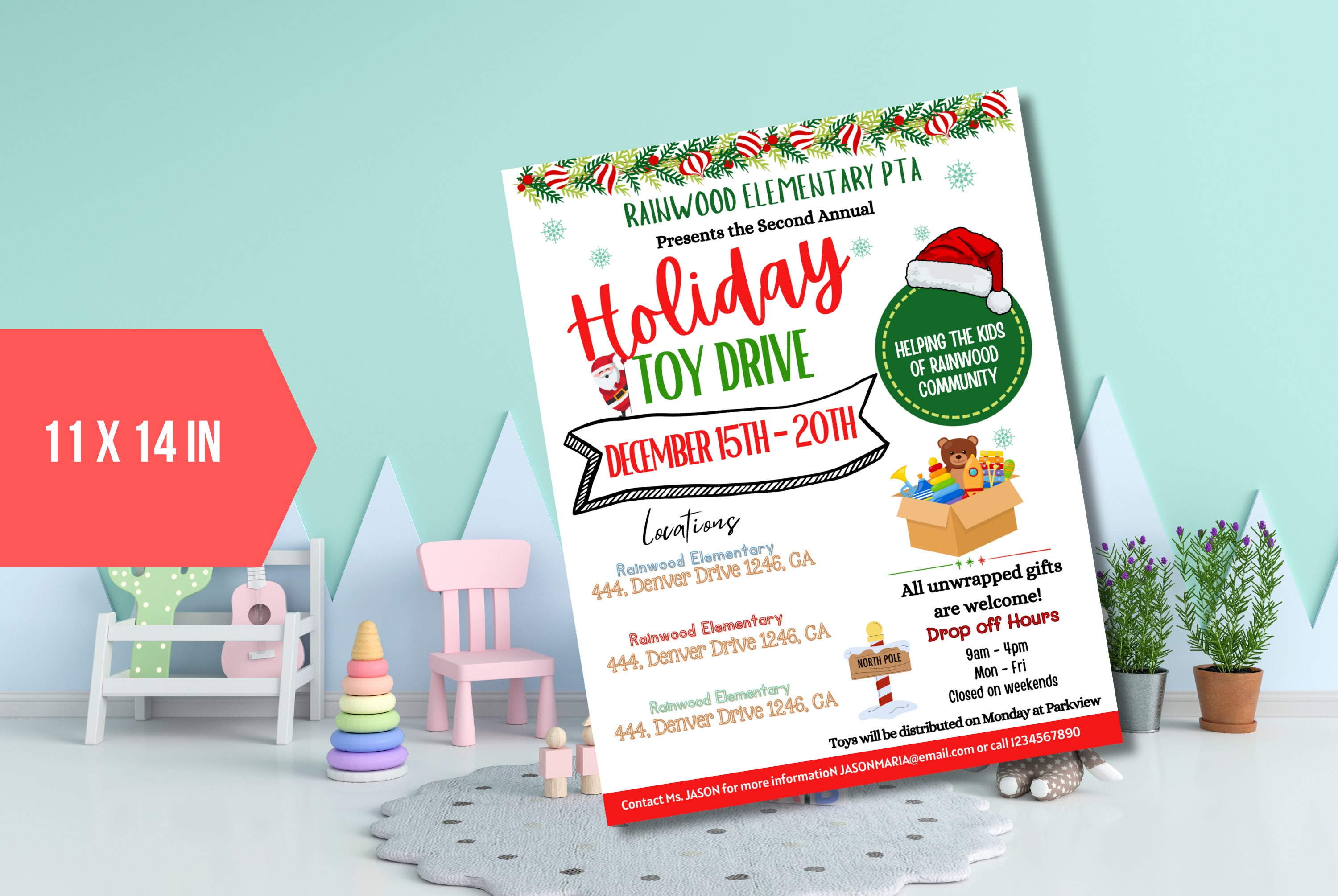 EDITABLE Holiday Toy Drive Flyer Printable Toy Drive - Etsy
