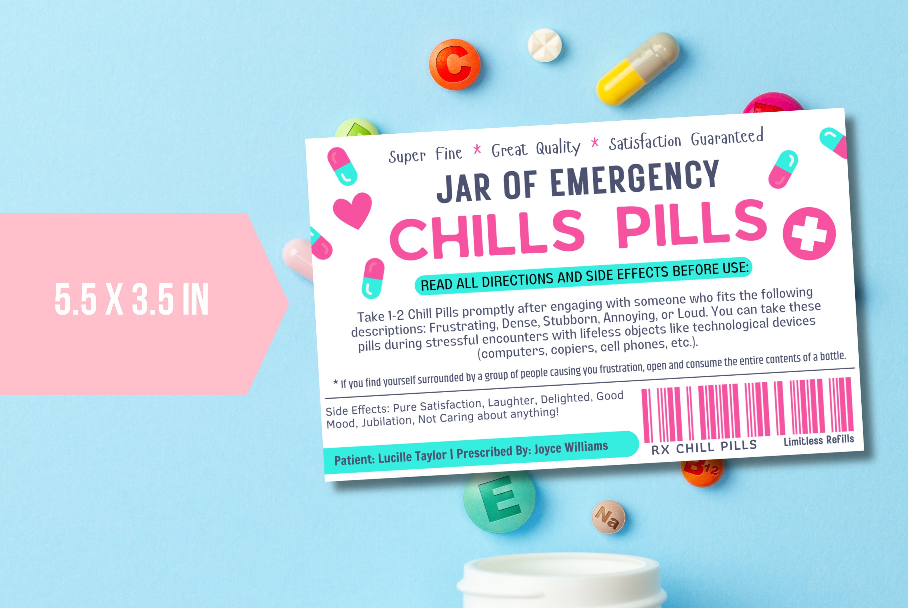 EDITABLE Happy Pills Label, Funny Gag Gift Professional Office Gift, Co ...