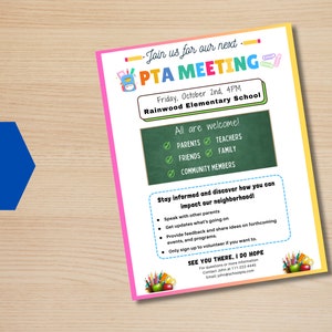 EDITABLE PTA Meeting Handout Flyer, School Information Meeting Flyer ...