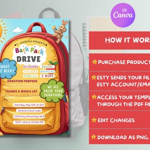 EDITABLE Backpack Drive Flyer, Back to School, First Day School ...