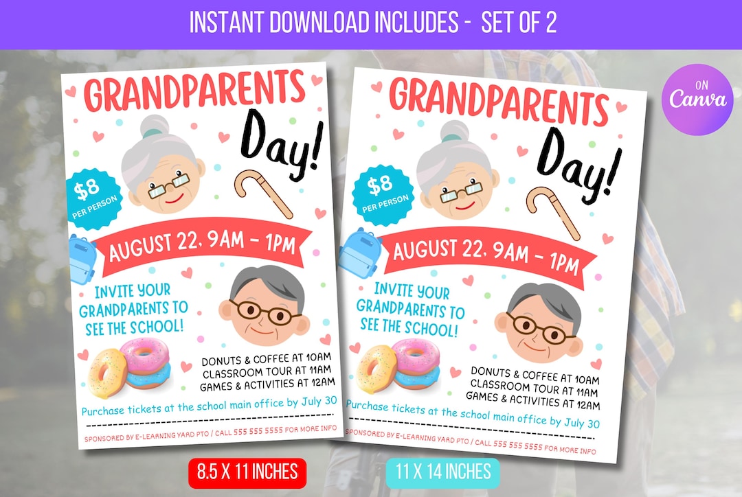 EDITABLE Grandparents Day Invite, Printable Grandparents Party ...