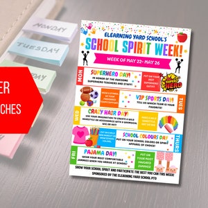 EDITABLE School Spirit Week Flyer, School Spirit Week Poster, Spirit ...