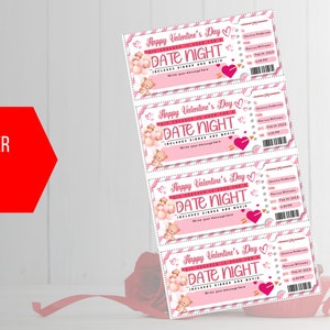 EDITABLE Valentines Day Date Night Ticket Template - Personalized Event ...