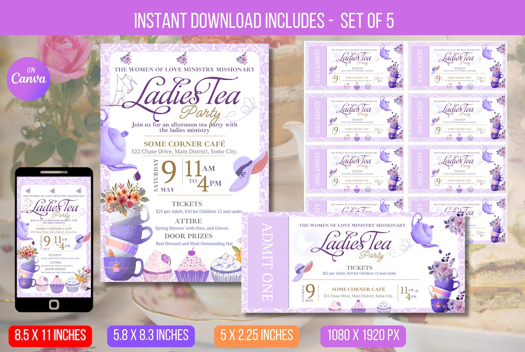 EDITABLE Ladies Tea Event Flyer Printable With Ladies Conference Event ...