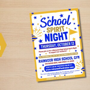 EDITABLE School Spirit Flyer, School Spirit Night Party, Spirt Night ...