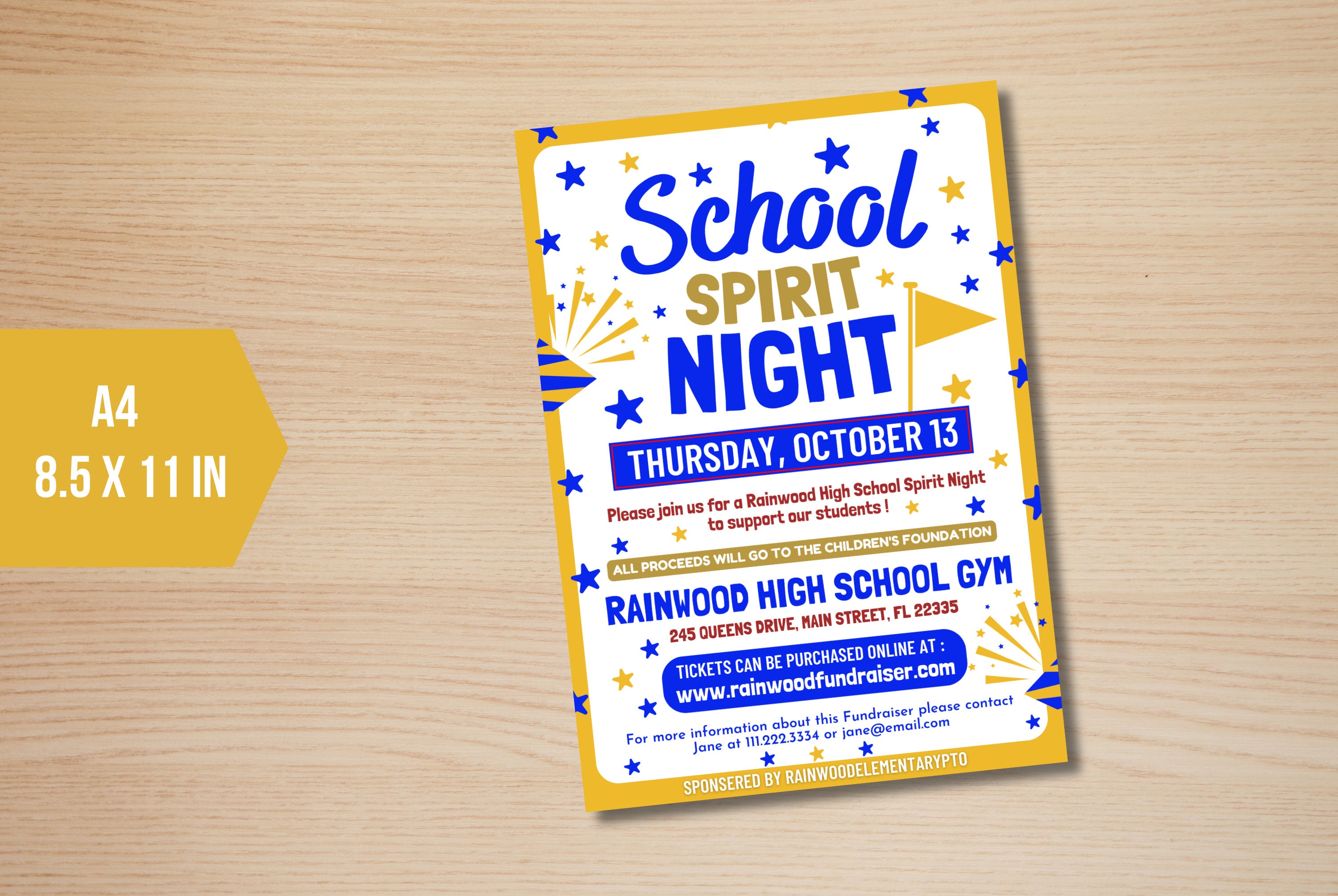 EDITABLE School Spirit Flyer, School Spirit Night Party, Spirt Night ...