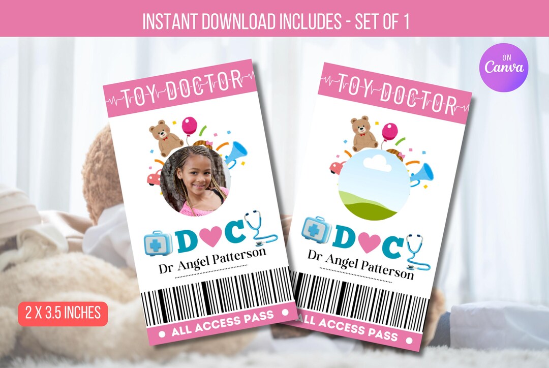 EDITABLE Toy Doctor Name Tag, Toy Doc Party, Pretend Play Doctor ...