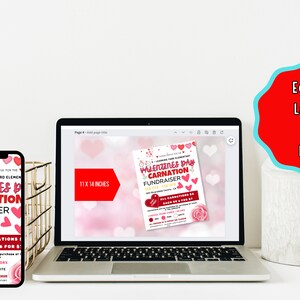 EDITABLE Valentines Day Carnation Flower Fundraiser Flyer, Fundraiser ...