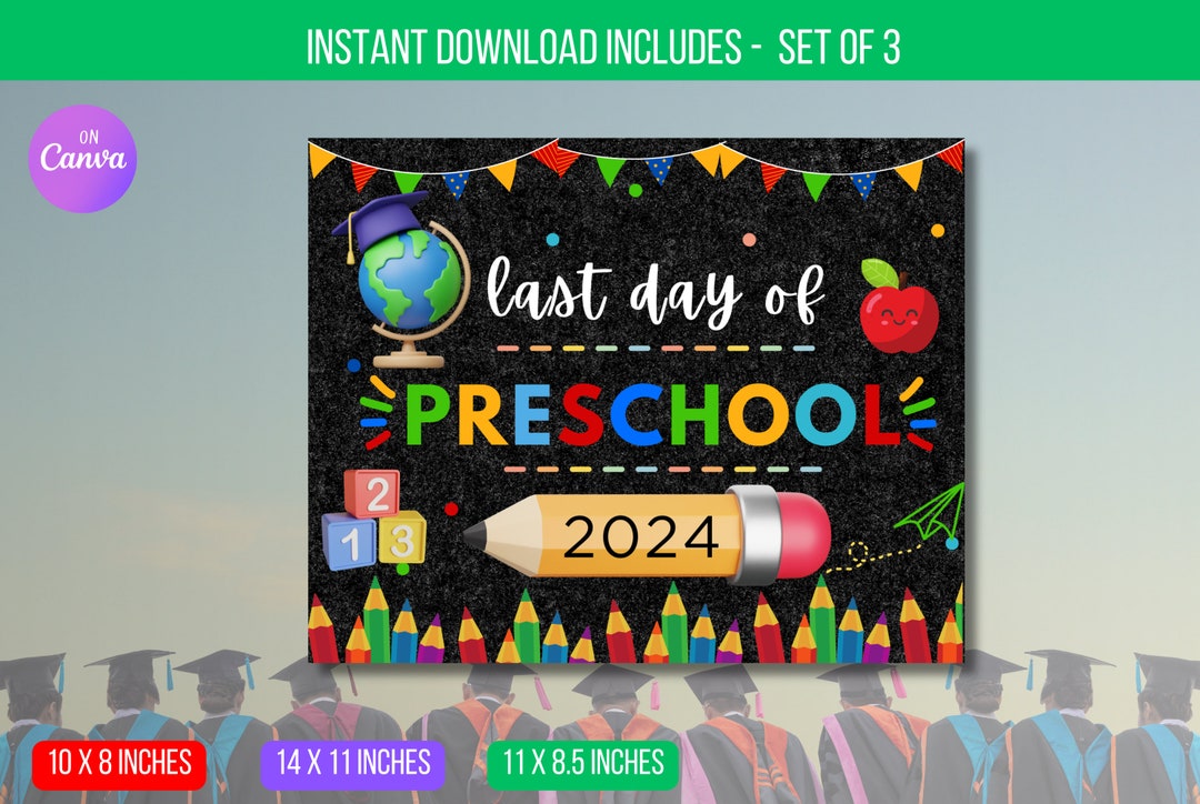 EDITABLE Last Day of Kindergarten, End of School Chalkboard Sign ...