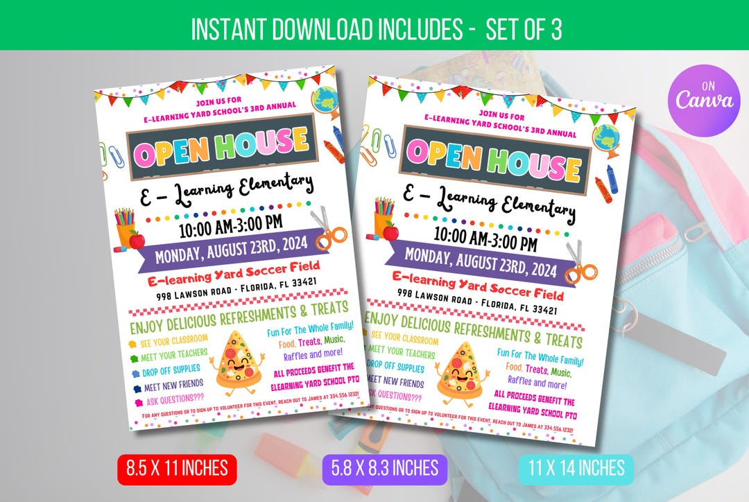 EDITABLE School Open House Flyer, Open House Invite, PTA PTO Flyer ...