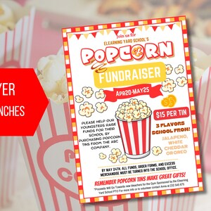 EDITABLE Popcorn Fundraiser Flyer Template, Non Profit Event Poster ...