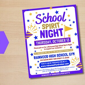 EDITABLE School Spirit Flyer, School Spirit Night Party, Spirt Night ...
