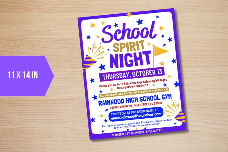 EDITABLE School Spirit Flyer School Spirit Night Party Spirt - Etsy