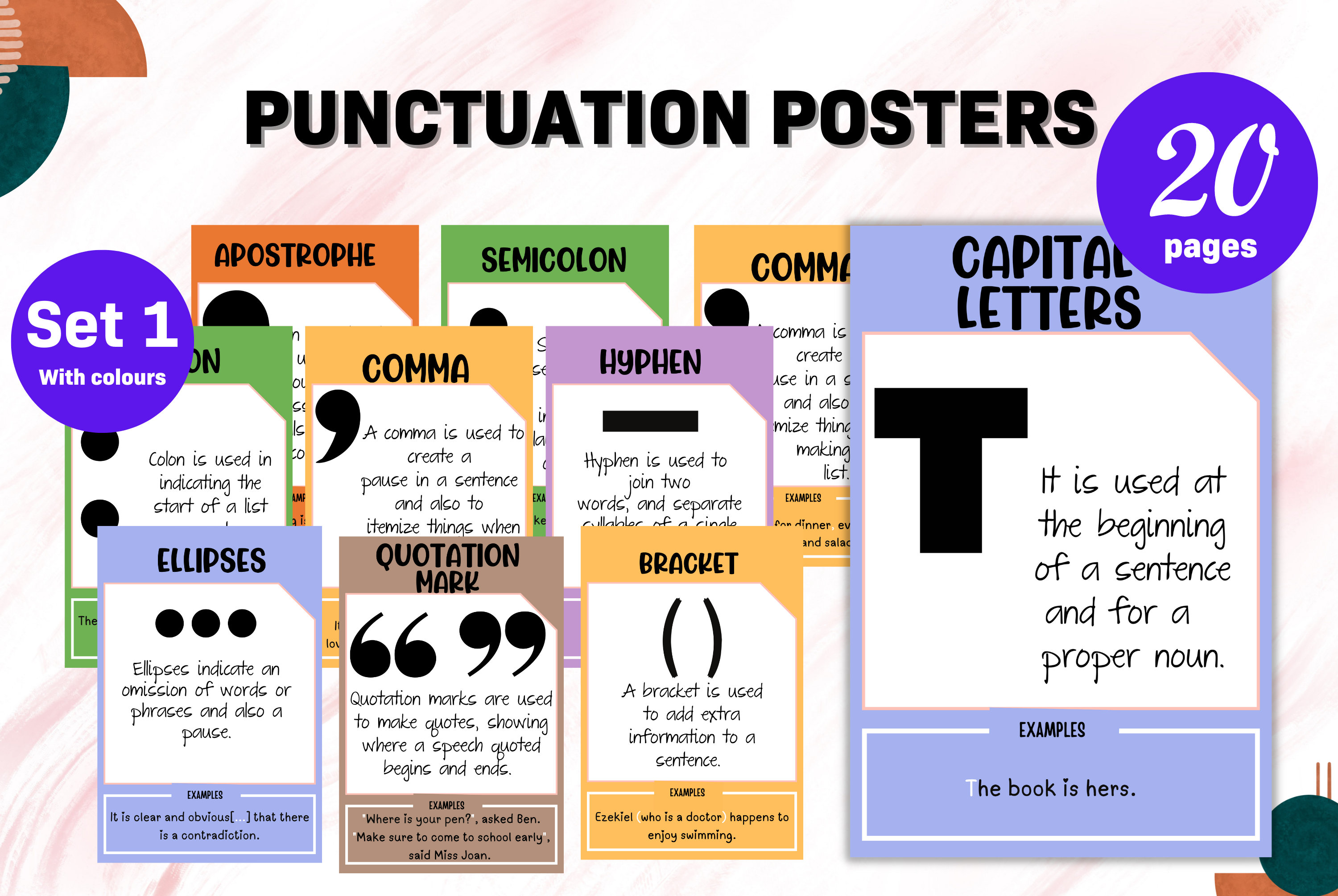 Boho Punctuation Posters Educational Posters English - Etsy