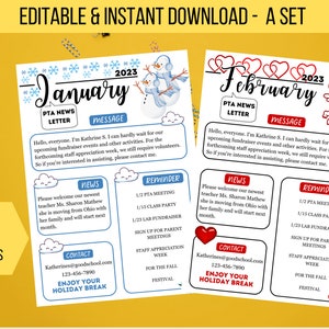 EDITABLE Yearly/monthly Newsletter Template Set, Classroom Printable ...