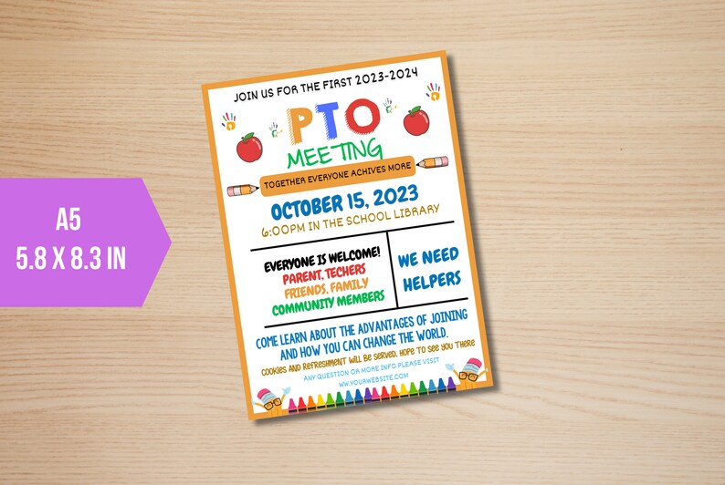 EDITABLE PTO PTA Meeting Handout Flyer, School Fundraiser Event ...