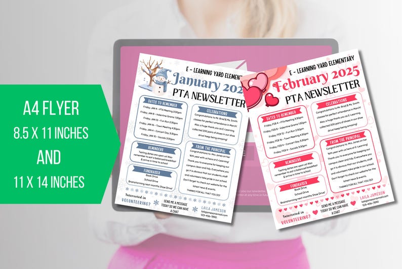 EDITABLE Monthly Newsletter Flyer Template, Classroom Printable Handout ...