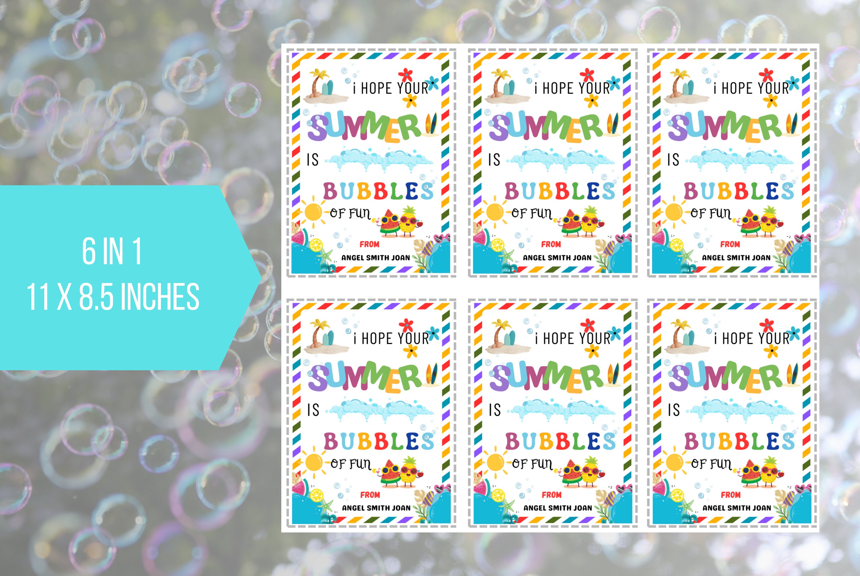 EDITABLE Summer Bubbles Tags, End of School Tag Bubble, Classmate Gifts ...