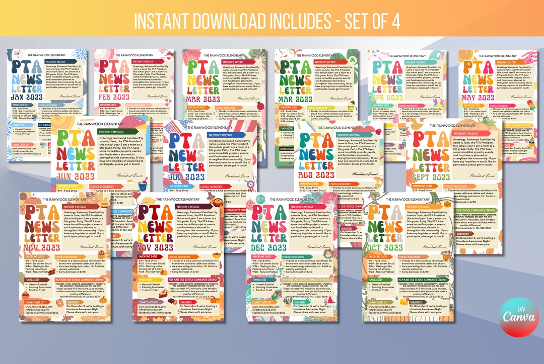 EDITABLE PTA Monthly Newsletter Template Bundle, Classroom Printable ...