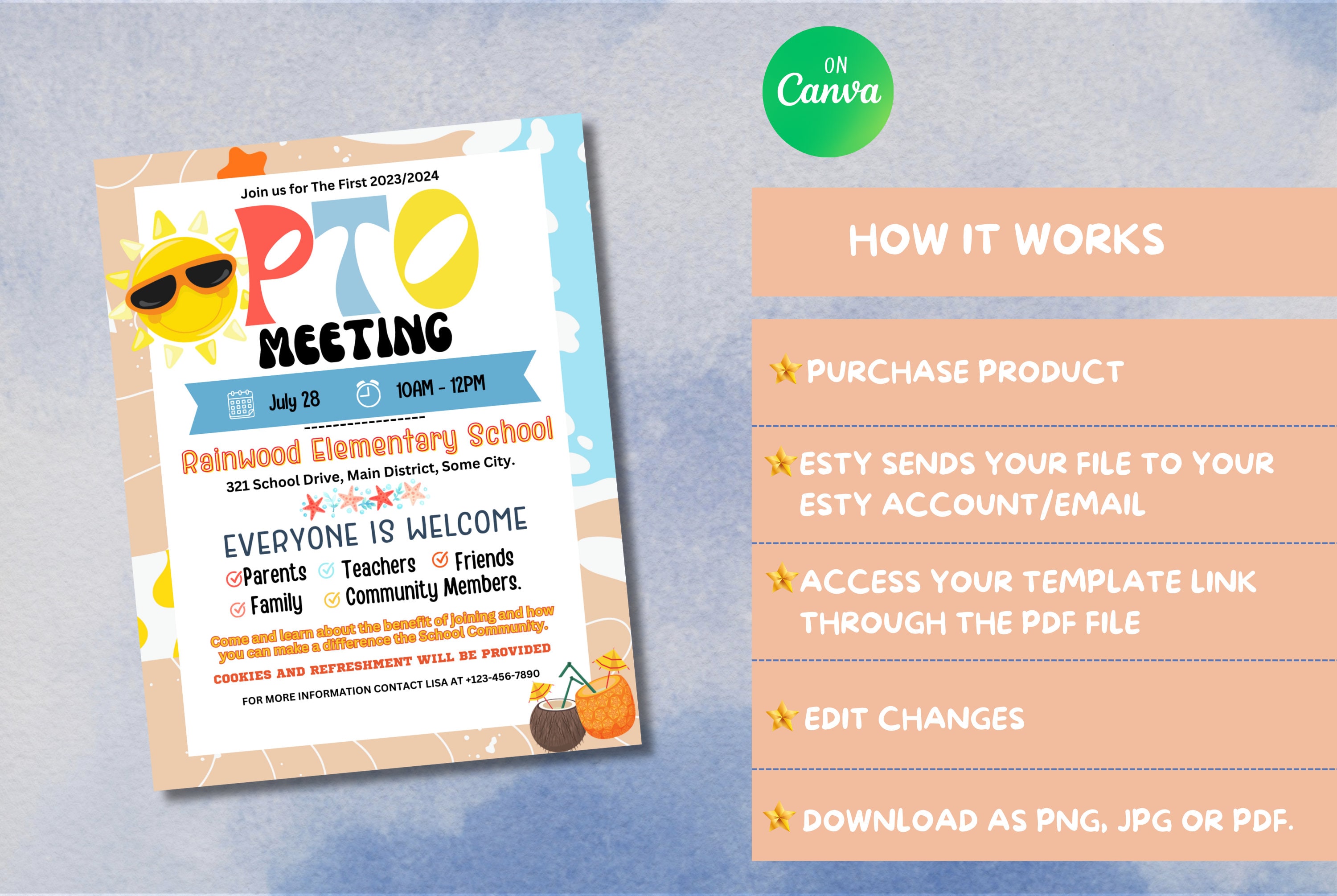 EDITABLE July PTO Meeting Handout Flyer, School Information Meeting ...