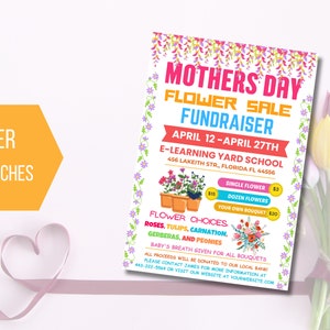 EDITABLE Mother's Day Flower Fundraiser Flyer, Printable Invite ...