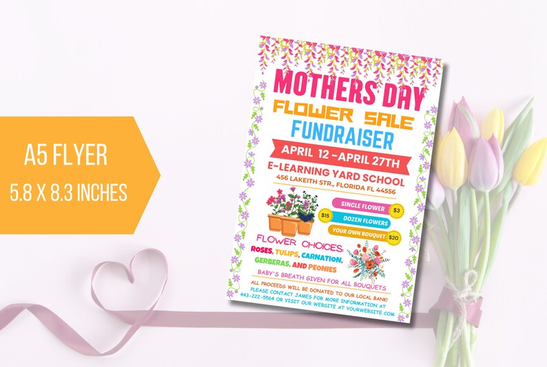 EDITABLE Mother's Day Flower Fundraiser Flyer, Printable Invite ...
