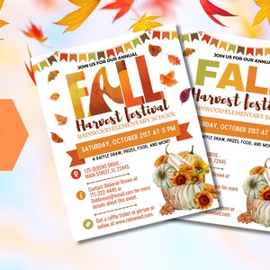 EDITABLE Fall Harvest Festival Invitation Flyer, School Event Harvest ...