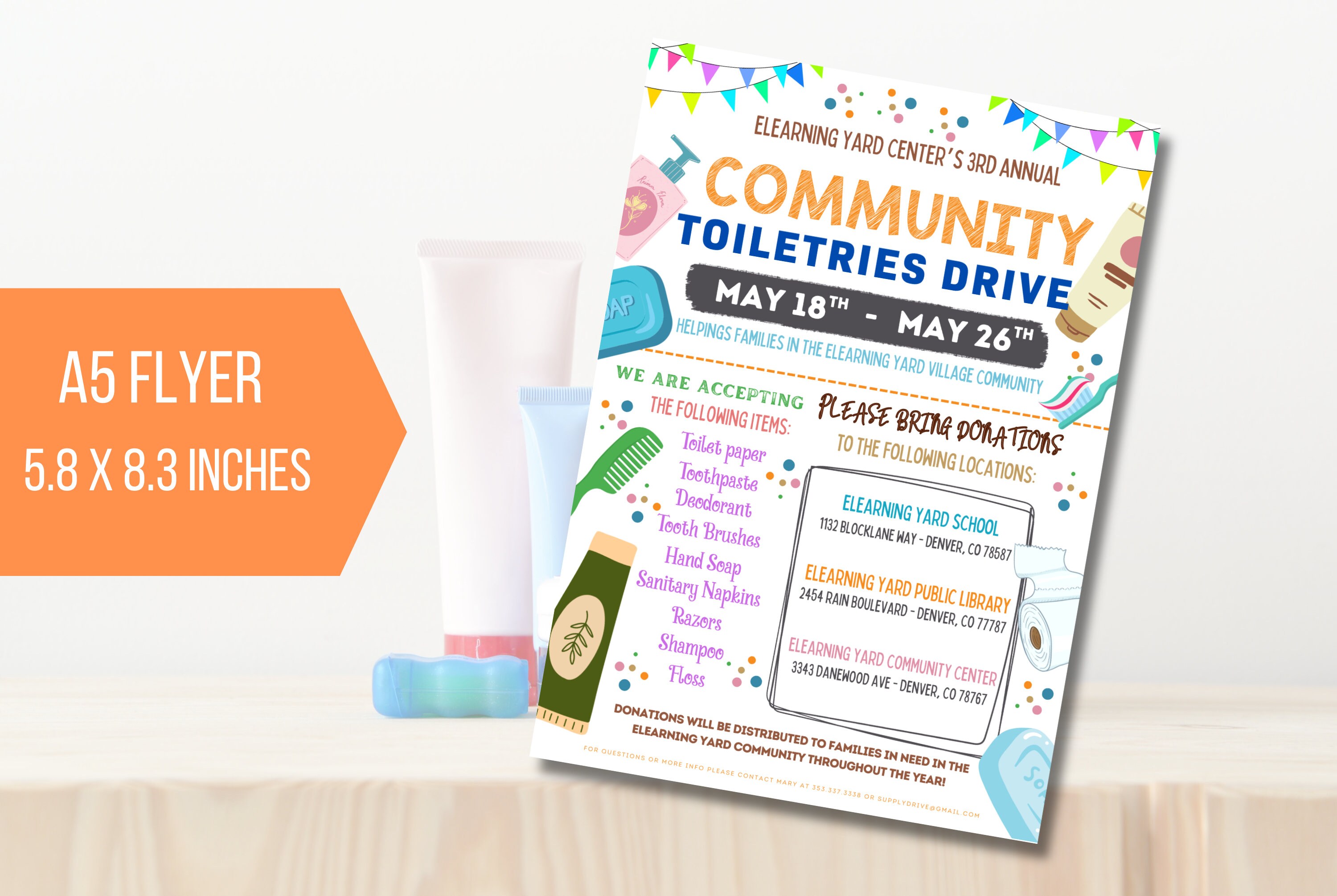 EDITABLE Community Toiletries Drive Flyer, School Church Fundraiser ...