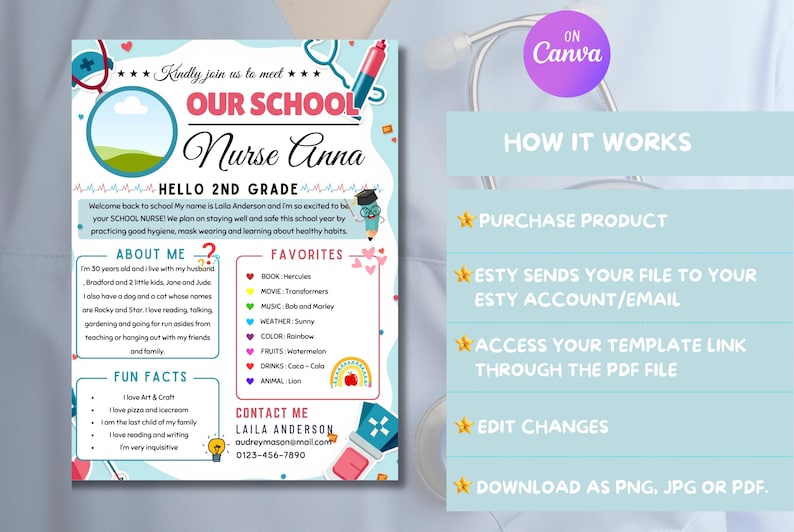 EDITABLE Meet the School Nurse Letter Template, Back to School Nurse ...