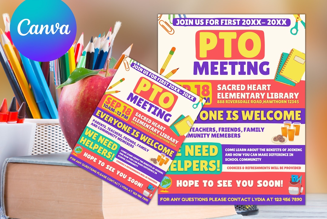 EDITABLE PTO PTA Meeting Handout Flyer, School Fundraiser Event ...