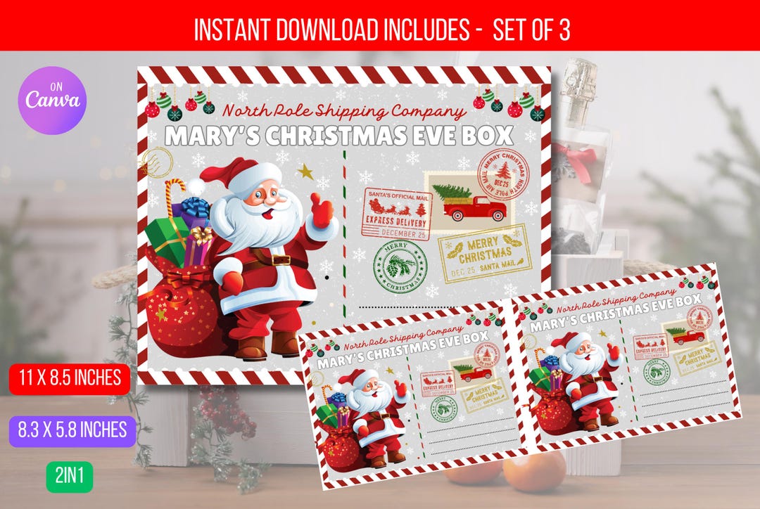 EDITABLE Night Before Christmas Label, Christmas Eve Box Label Template ...