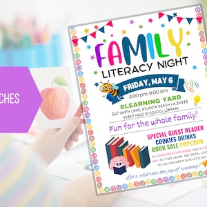EDITABLE Family Literacy Night Flyer, PTO PTA Reading Book Sale School ...