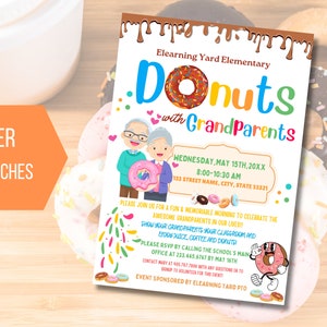 EDITABLE Donuts With Grandparents Flyer, School Grandparents Event ...