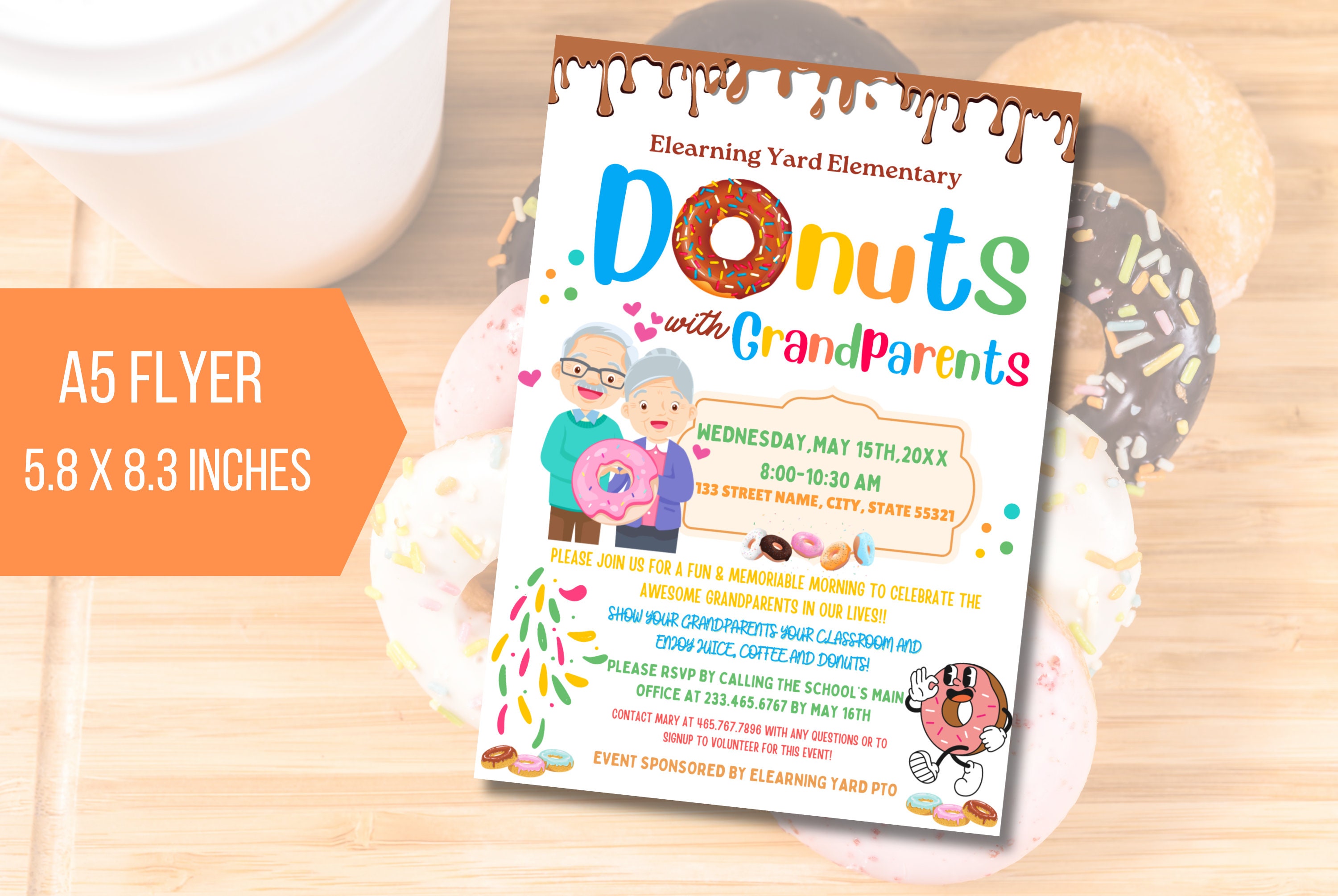 EDITABLE Donuts With Grandparents Flyer, School Grandparents Event ...