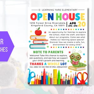 EDITABLE School Open House Flyer, Open House Invite, PTA PTO Flyer ...