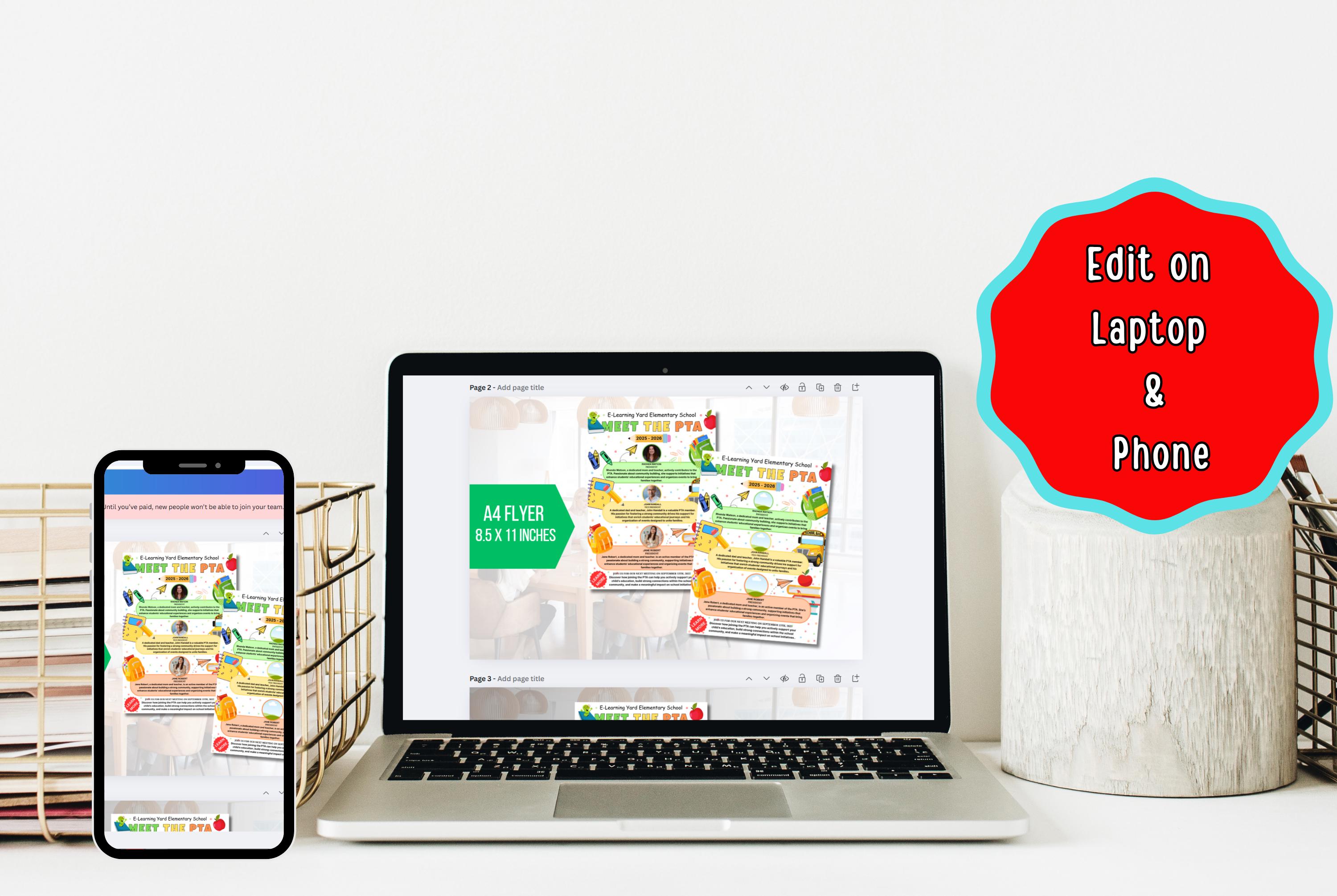 EDITABLE Meet the PTA Flyer, Volunteer Board Introductions, Join the PTA Flyer, School Volunteer ...