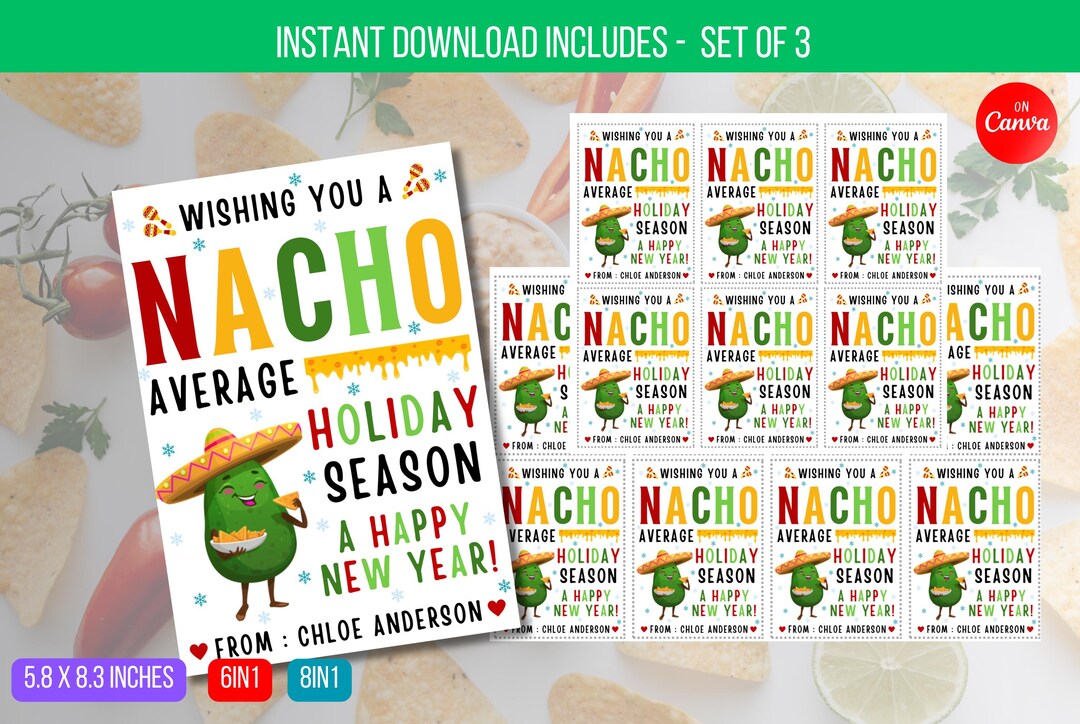 EDITABLE Nacho Average Christmas Gift Tag, Nachos Holiday Gift Tag ...