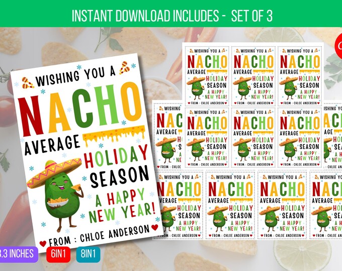 Nacho Average Christmas Tags for Teacher, Neighbor, Coworker, Friend ...