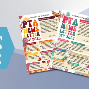 EDITABLE PTA Monthly Newsletter Template Bundle, Classroom Printable ...