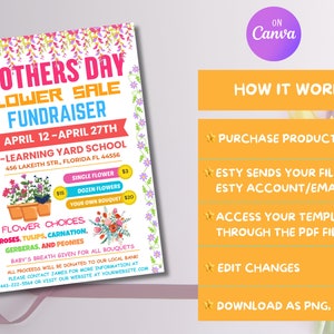 EDITABLE Mother's Day Flower Fundraiser Flyer, Printable Invite ...