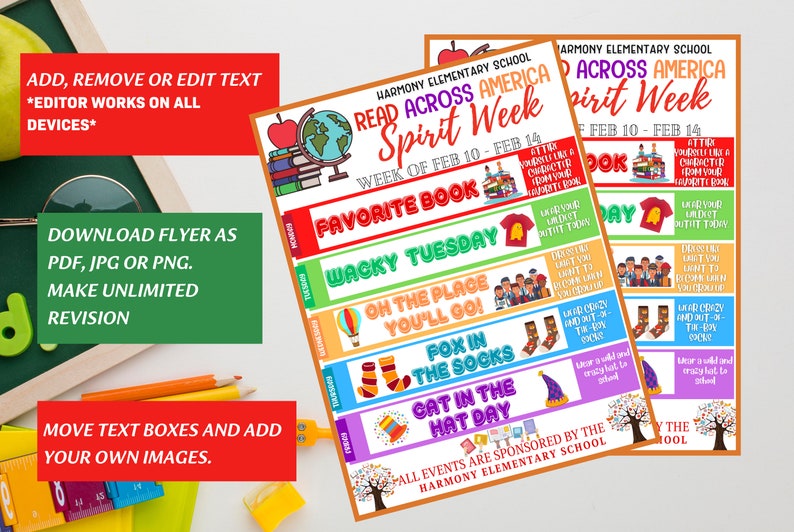Reading Across America Spirit Week Template School Spirit - Etsy
