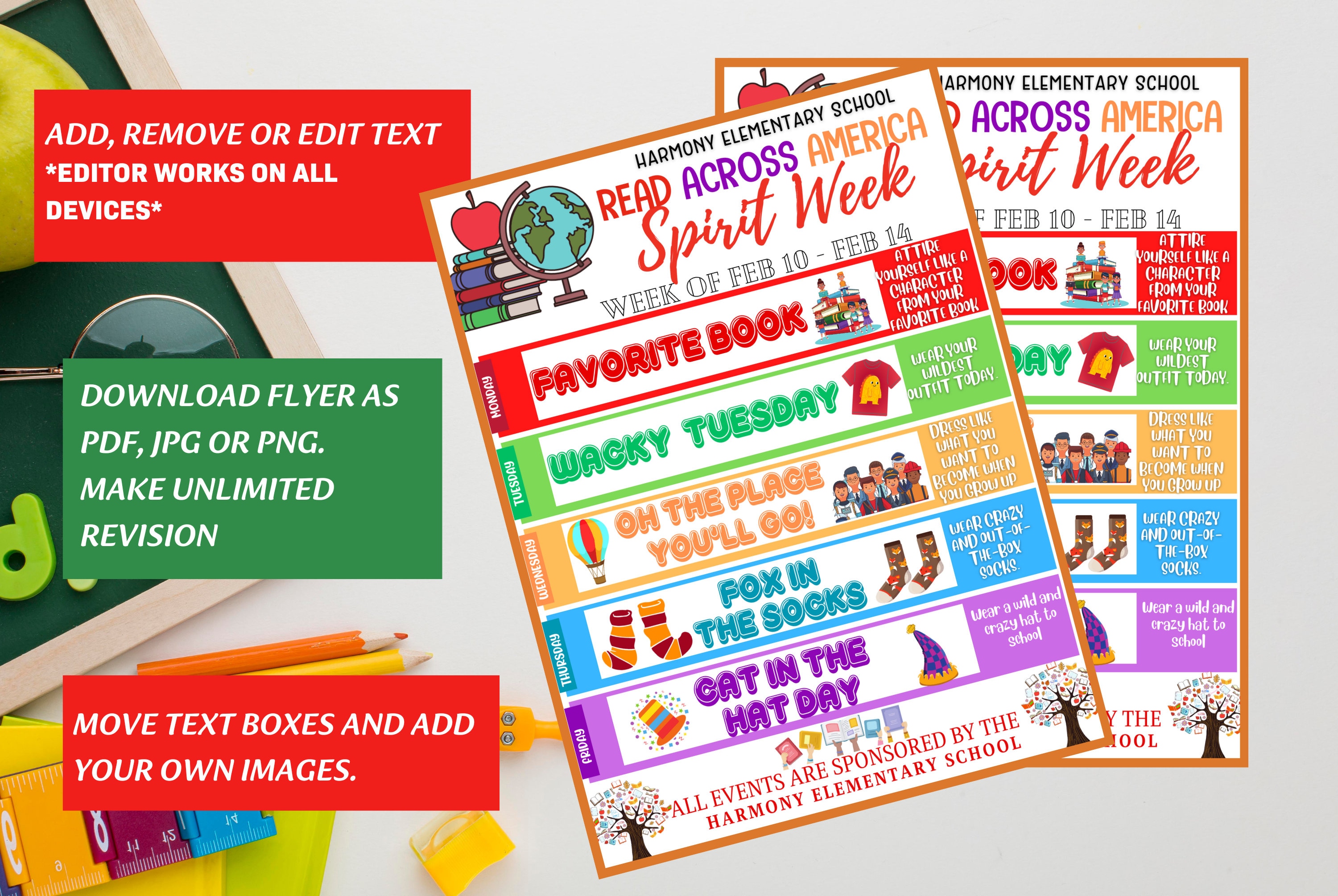 Reading Across America Spirit Week Template School Spirit - Etsy