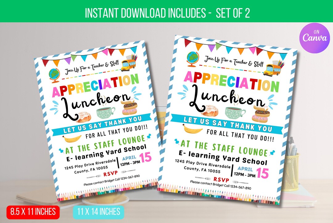 EDITABLE Teacher Staff Appreciation Luncheon Invitation Flyer ...