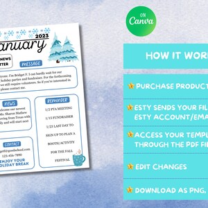 EDITABLE January Newsletter Template, Classroom Printable Handout Flyer ...