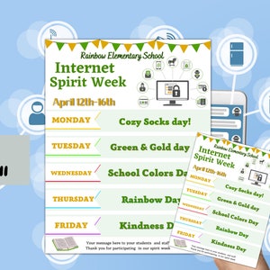 Internet Spirit Week Editable Itinerary Schedule | Printable DIY Spirit ...