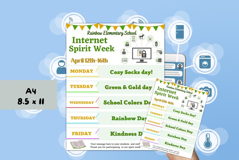 Internet Spirit Week Editable Itinerary Schedule | Printable DIY Spirit ...